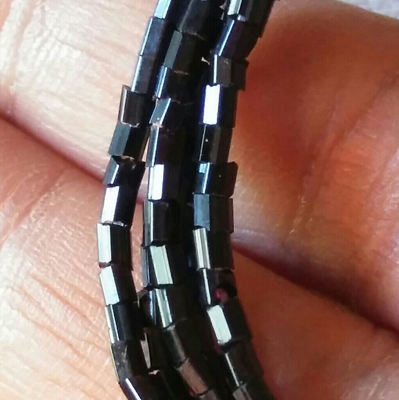 Jewelry | Vintage Hematite Cross Bugle Bead Necklace | Poshmark